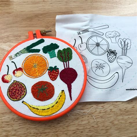 Fruit And Veggie Embroidery Patterns Water Soluble Visible Mending