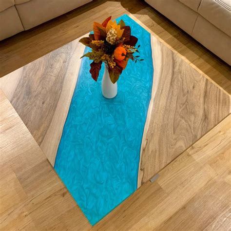 Wood Epoxy Resin Square Table Kazanahome