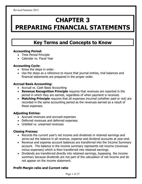 Preparing Financial Statements Accounting Principles