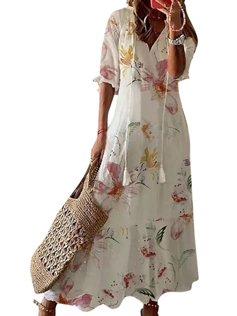 Fantaslook Summer Dresses For Women Casual Loose Maxi Bohemian Floral