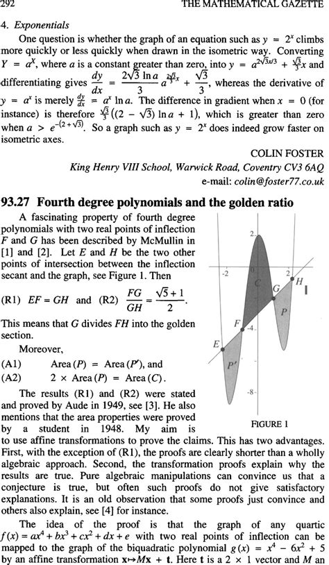 9327 Fourth Degree Polynomials And The Golden Ratio The Mathematical Gazette Cambridge Core