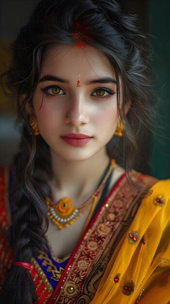 A Girl With A Colorful Necklace And A Gold Bangle Premium Ai