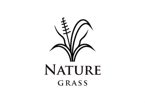 Grass Plant Leaf Nature Logo Design Vector Premium Vector
