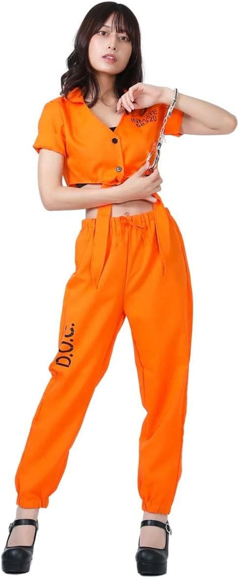 Monoii 囚人服 オレンジ コスチューム 囚人 コスプレ レディース ハロウィン 仮装 衣装 Hero01