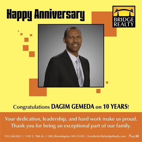 Bridge Realty On Linkedin Congratulations Dagim Gemeda On Ten Years