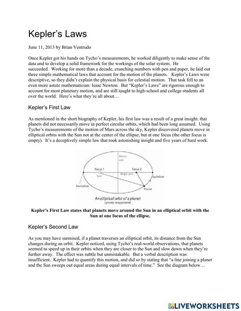 Keplers Laws Free Interactive Worksheets 988150