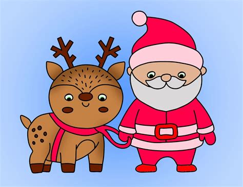 Cute Santa Claus With Reindeer 🎅🦌🎁 ️ Clipart Illustration