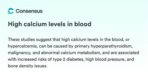 High Calcium Levels In Blood Consensus Academic Search Engine