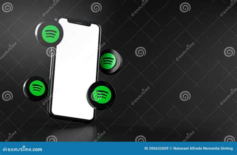 Spotify Icons Around Smartphone App Mockup 3d Editorial Stock Image Image Of Smartphone