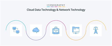 Cloud Data Technology And Network Technology Blue 5 Icon Pack Including