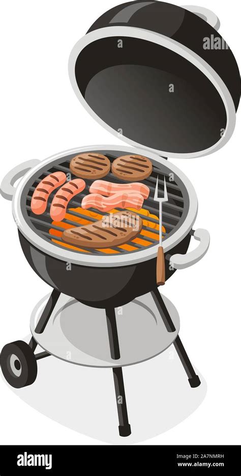 Roast On Charcoal Grill Stock Vector Images Alamy