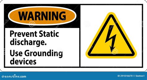 Warning Sign Prevent Static Discharge Use Grounding Devices Vector