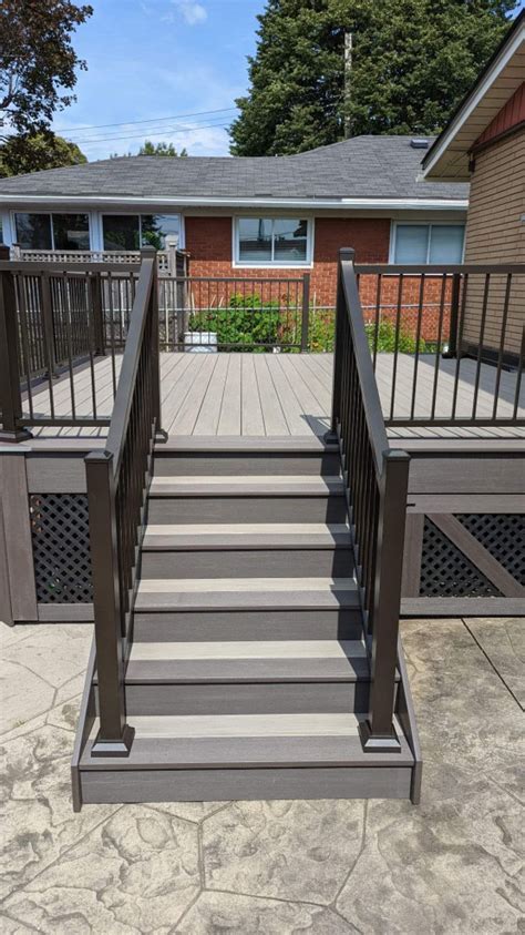 Azek Pvc Decking Coastline And Dark Hickory With Irx Railing And Black
