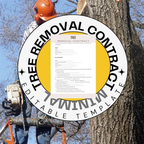 Minimalist Editable Tree Cutting Contract Template Editable And Printable