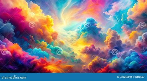Psychedelic Colorful Clouds Abstract Background Ai Generative Stock