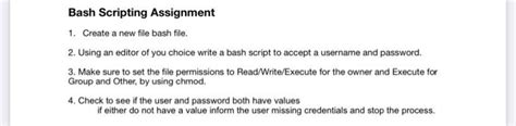 Solved Bash Scripting Assignment 1 Create A New File Bash