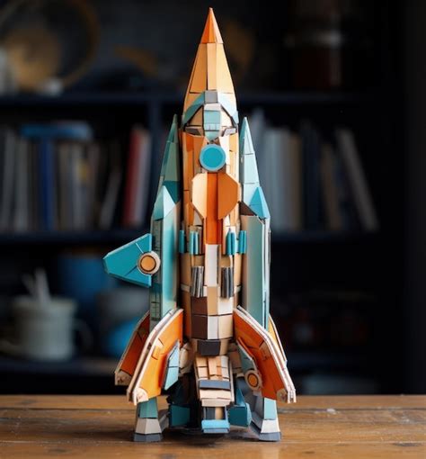Premium Ai Image Cardboard Rocket