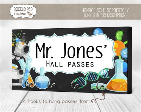 Custom Hall Passes Science Class Bathroom Pass Science Teacher