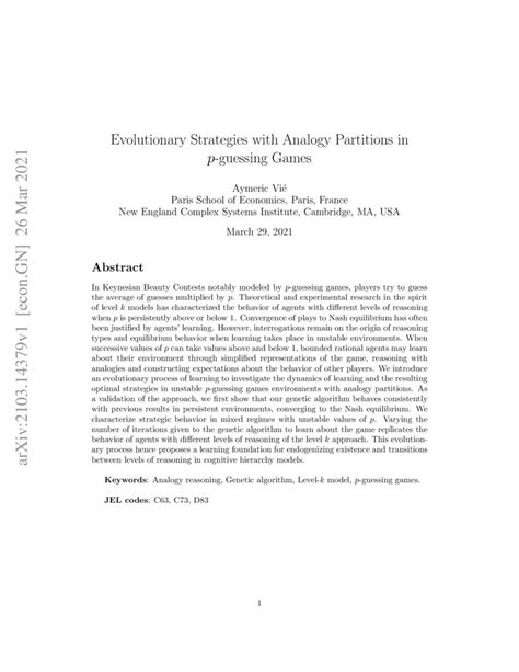 Evolutionary Strategies With Analogy Partitions In P Guessing Games