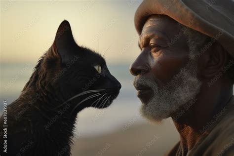 Generative Ai Illustration Of Mature Thoughtful Black Man With An