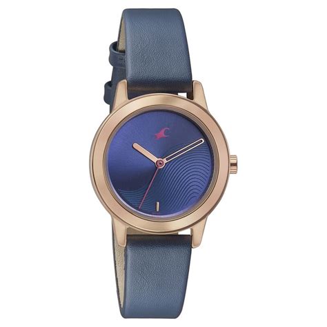 Buy Online Fastrack Pulse Quartz Analog Blue Dial Leather Strap Watch