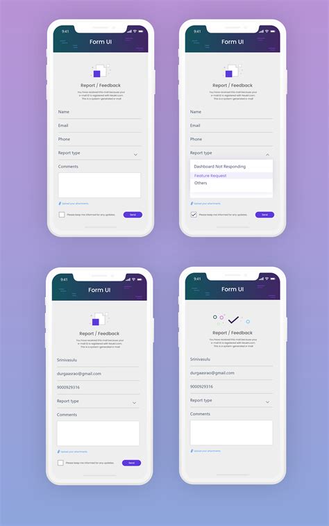 Form UI Mobile Screen Behance