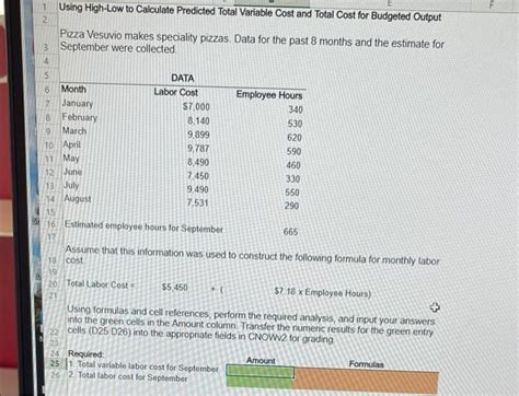 solved 1 using high low to calculate predicted total
