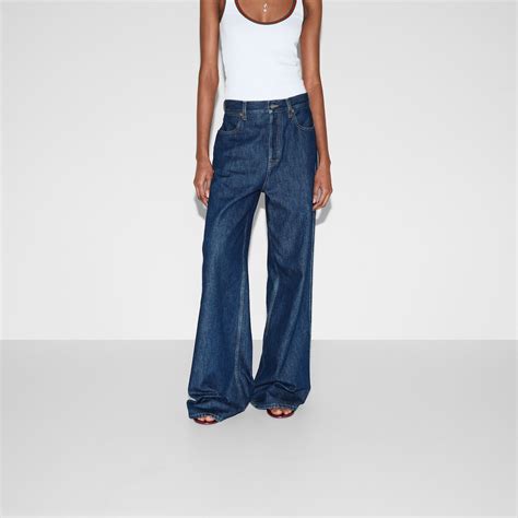 Широкие брюки из денима Inтемно синий Gucci® International