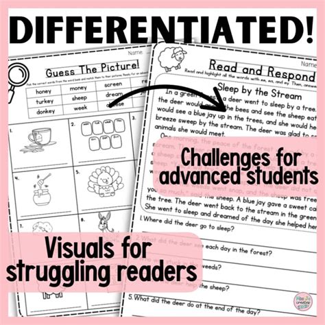 Spelling Vowel Teams Ee Ea And Ey And Reading Passage Comprehension Worksheets