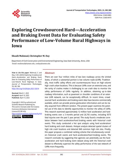 Pdf Exploring Crowdsourced Hard—acceleration And Braking Event Data For Evaluating Safety
