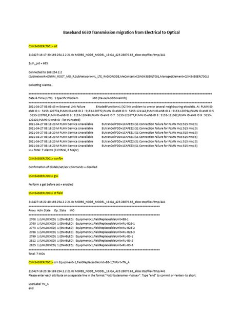 Baseband 6630 Transmission Migration From Electrical To Optical Pdf Data Transmission