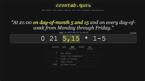 Crontabguru 快速、簡單的 Cron 排程時間格式編輯器