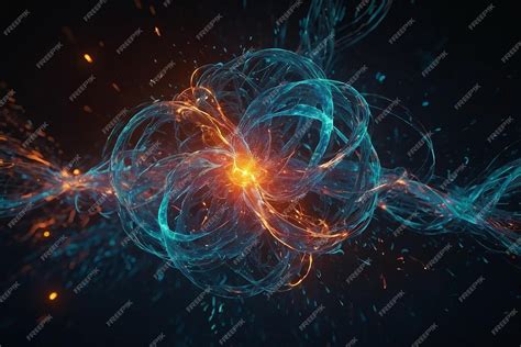 Quantum Entanglement Of Glowing Particles Premium Ai Generated Image