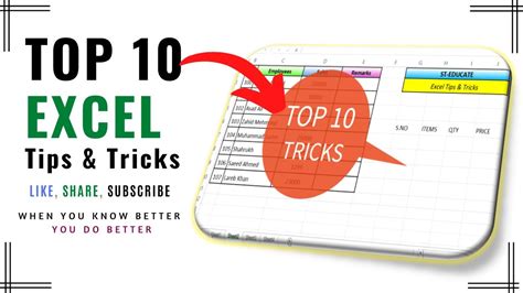 Ms Excel Top 10 Amazing Tips And Tricks Top 10 Amazing Ms Excel