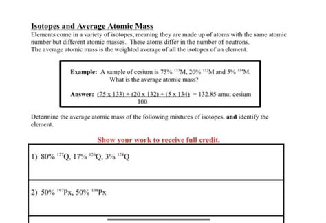 Average Atomic Mass Lesson Bundle Notes Worksheet By Elemental