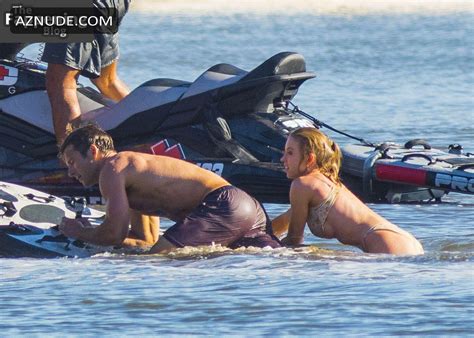 Sydney Sweeney Sexy Seen With Glen Powell Swim Out To A Yacht While Filming Aznude