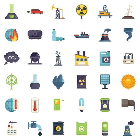 Premium Vector Global Warming Icons Set Flat Vector Climate Change