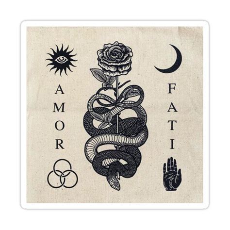Amor Fati Black Bg Sticker By Seikodesign Amor Fati Tattoo Creepy Tattoos Memento Mori