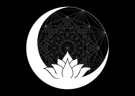 Lotus Flower And Crescent Moon On Sacred Geometry Geometric Mystic