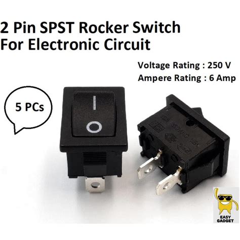 2pin On Off Spst Rocker Switch 250v 10a For Electronic Circuit