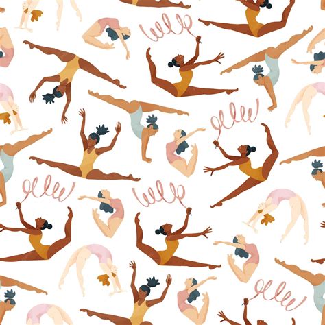 Premium Vector Cute Gymnast Dancers Seamless Pattern