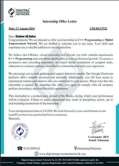 Internship Cpp Digitalempowerment Programming Professionalgrowth Shaheer Qaimkhani