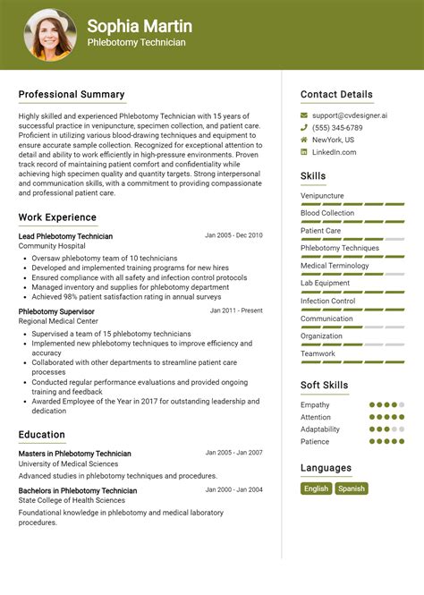 Phlebotomy Technician Resume Example For 2024 Effective Cv Writing