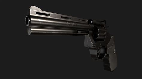 3d Model Colt Python Revolver Polymer Black 3d Model Vr Ar Low Poly