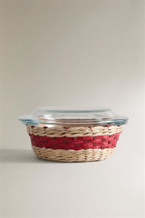 Small Glass Rattan Serving Dish Red Zara Canada