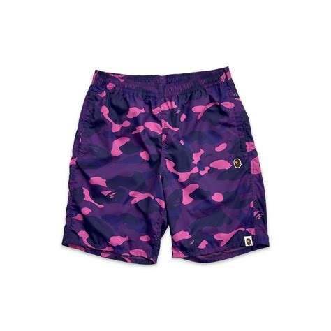 One Point Ape Head Color Camo Beach Shorts Purple”