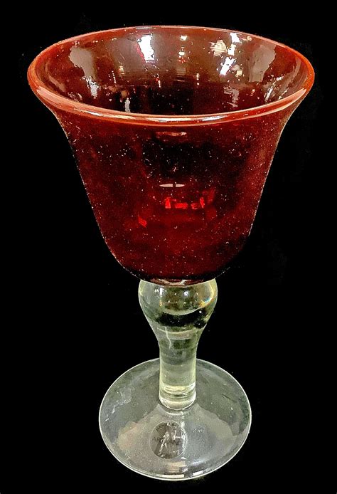 Lot 12pc Artland Red Bubble Glass Goblets