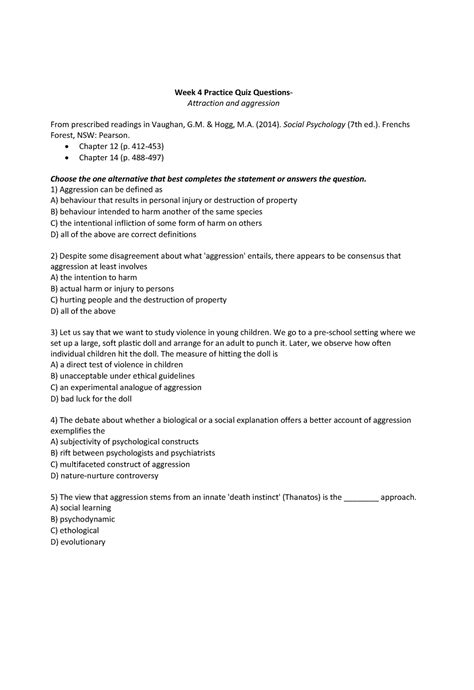 Week 4 Practice Quiz Week 4 Practice Quiz Questions Attraction And