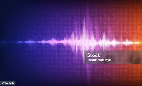 다채로운 디지털 사운드 웨이브 저와 Hight 리히터 규모 원 진동 배경 기술 및 지진 파도 다이어그램 개념 음악 스튜디오와 과학 벡터 일러스트 레이 션에 대 한 디자인