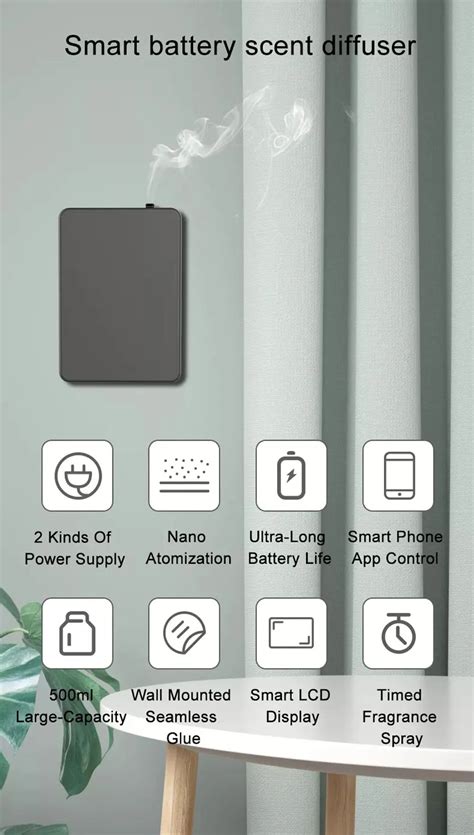 Smart Essential Oil Diffuser Bluetooth App Control Battery Wall Mounte